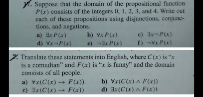 Solved 7. Suppose that the domain of the propositional | Chegg.com