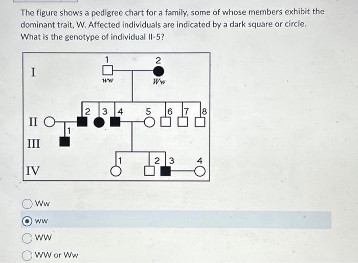 Solved The figure shows a pedigree chart for a family, some | Chegg.com