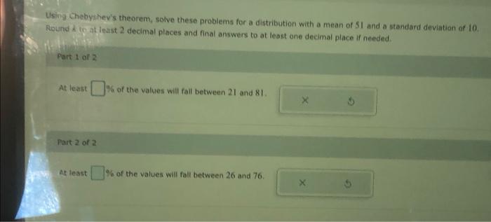 Solved Using Chebyshev's theorem, solve these problems for a | Chegg.com