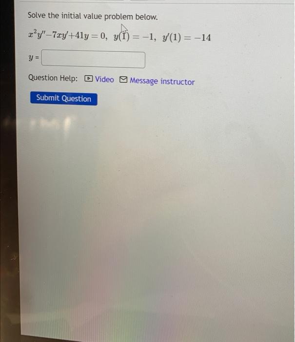 Solved Solve the initial value problem below. | Chegg.com