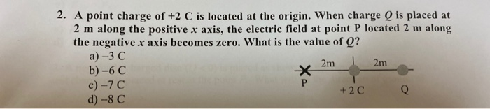 Solved 2. A point charge of +2 C is located at the origin. | Chegg.com
