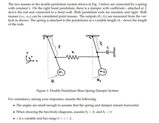 Solved The two masses in the double pendulum system shown in | Chegg.com