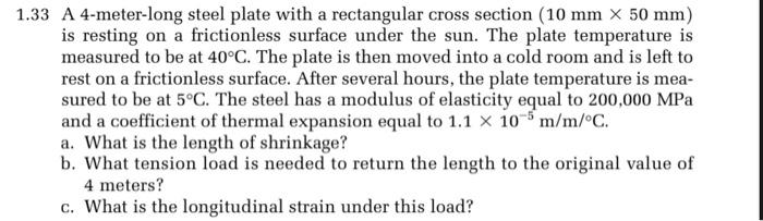 Solved 1.33 A 4-meter-long steel plate with a rectangular | Chegg.com