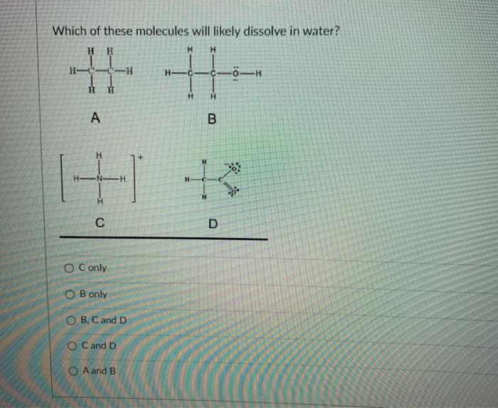 Solved Which of these molecules will likely dissolve in | Chegg.com