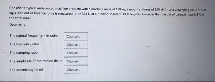 Solved Consider a typical unbalanced machine problem with a | Chegg.com