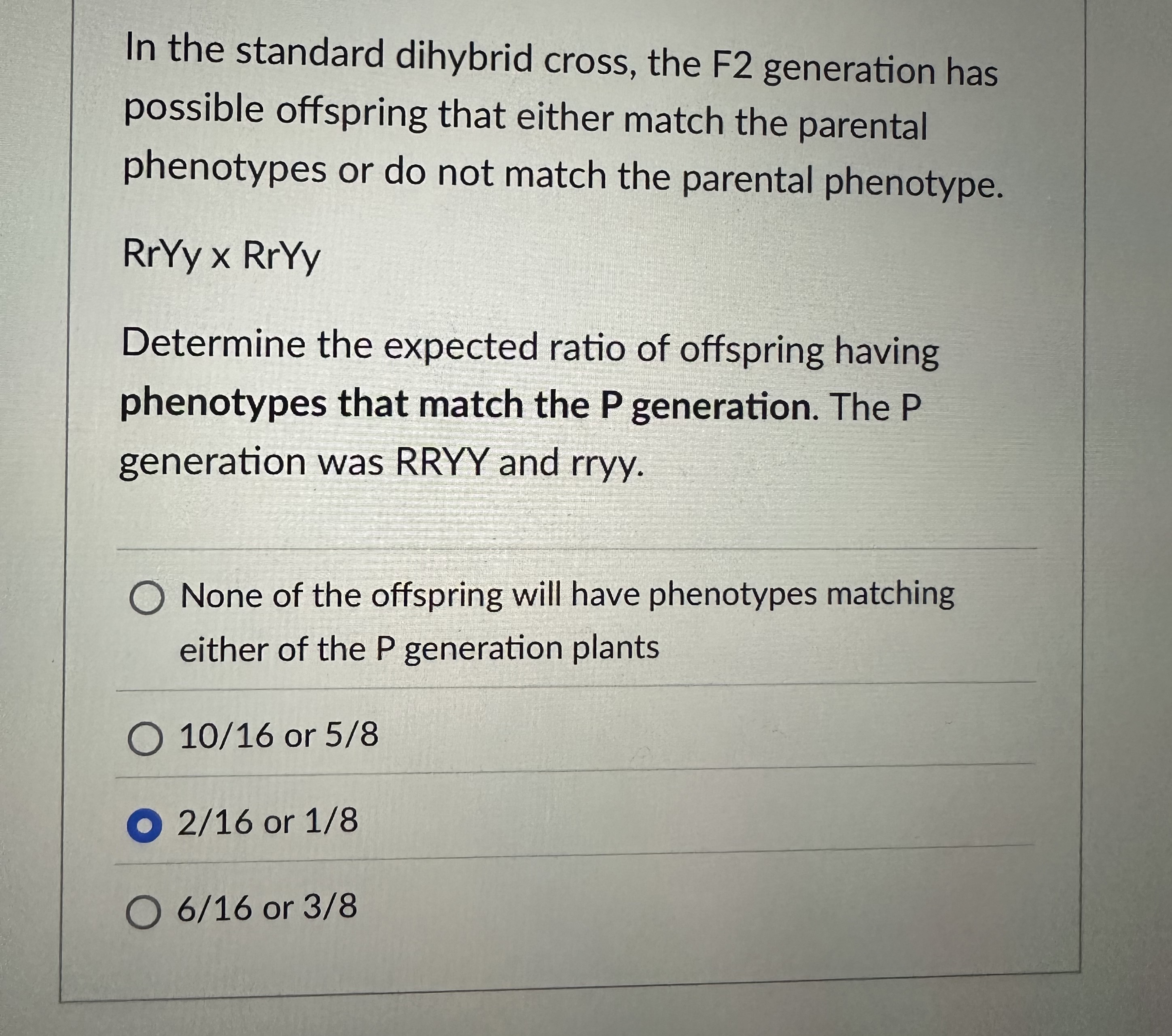 Solved In the standard dihybrid cross, the F2 ﻿generation | Chegg.com