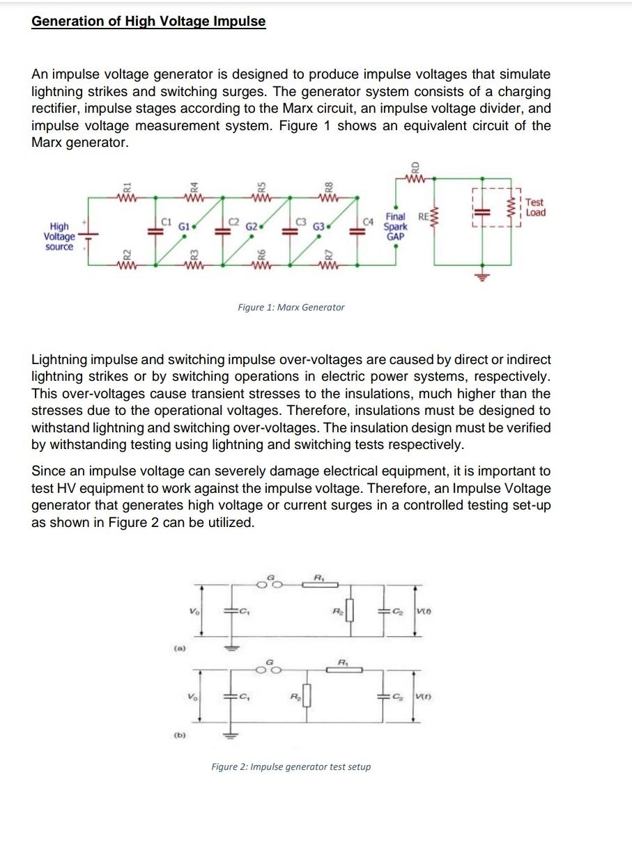 Solved Generation of High Voltage Impulse An impulse voltage | Chegg.com