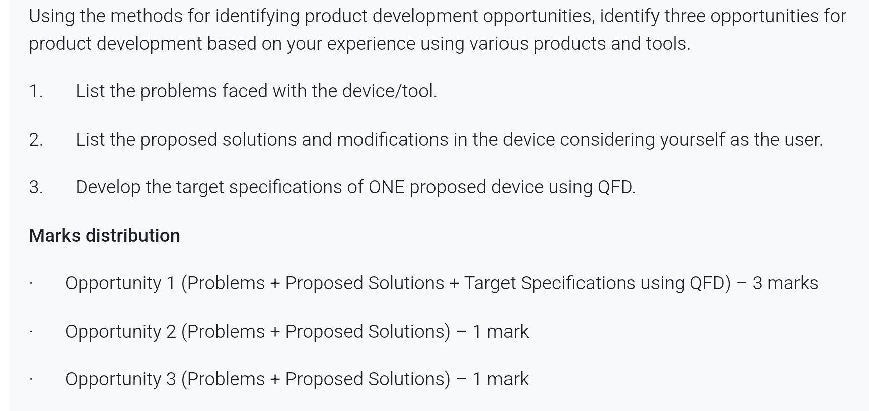 Solved Using the methods for identifying product development | Chegg.com