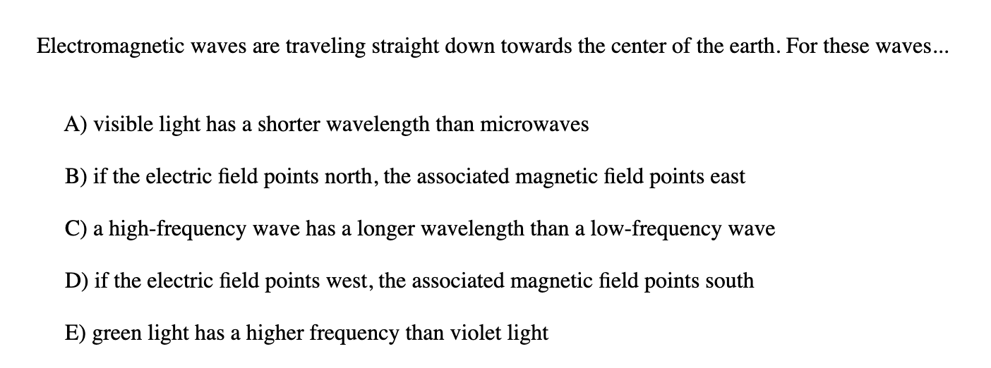 Solved Electromagnetic waves are traveling straight down | Chegg.com