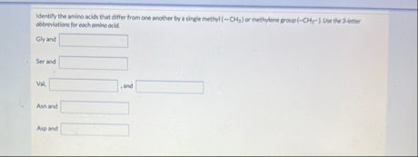 Solved Identify the amino ackds that differ from one another | Chegg.com