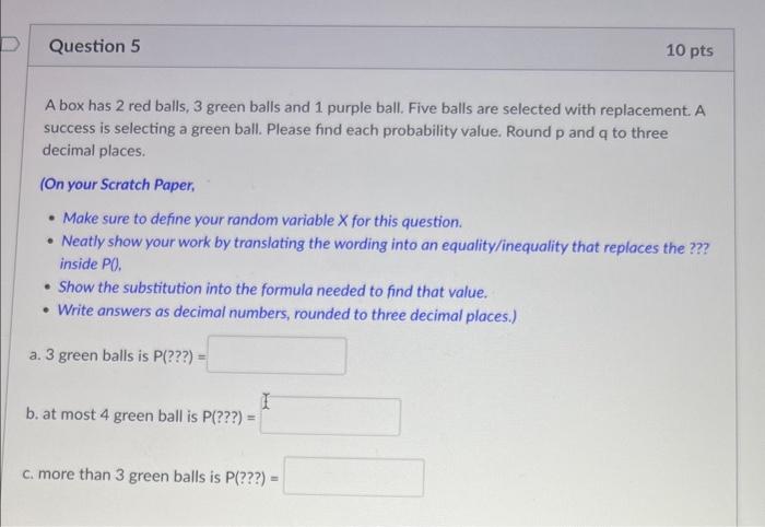 Solved A box has 2 red balls, 3 green balls and 1 purple | Chegg.com