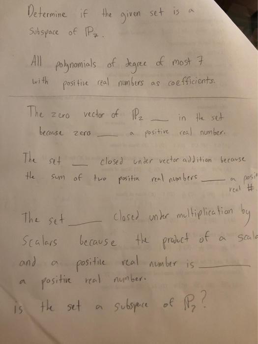 Solved Determine if the given set is a Subspace of IP₂. All | Chegg.com