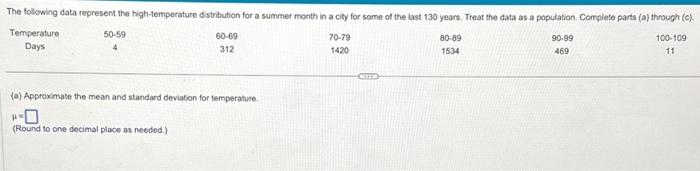 Solved The following data represent the high-temperature | Chegg.com
