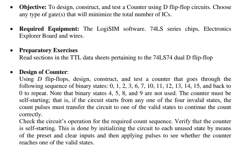 Please create this custom counter in logisim using | Chegg.com