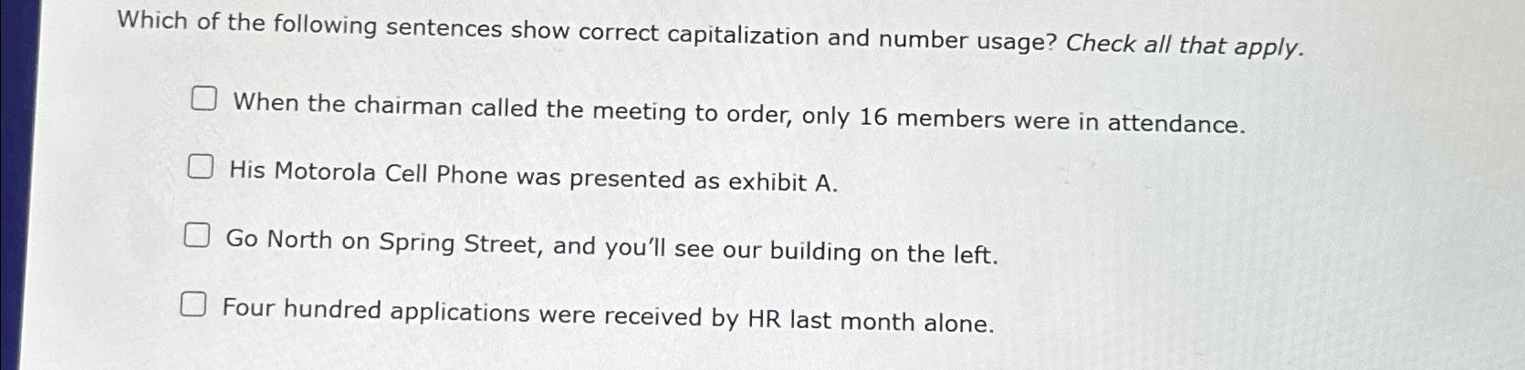 Solved Which of the following sentences show correct | Chegg.com