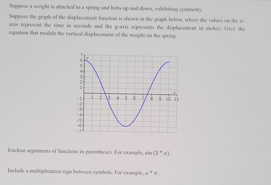 Solved Suppose a weight is attached to a spring and bobs up | Chegg.com