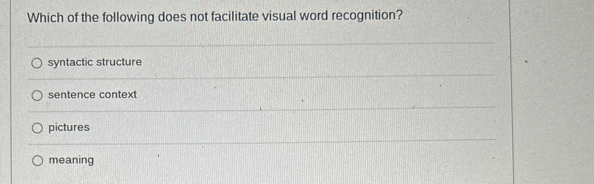 Solved Which of the following does not facilitate visual | Chegg.com