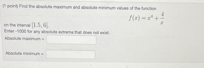 Solved (1 point) Consider the function | Chegg.com