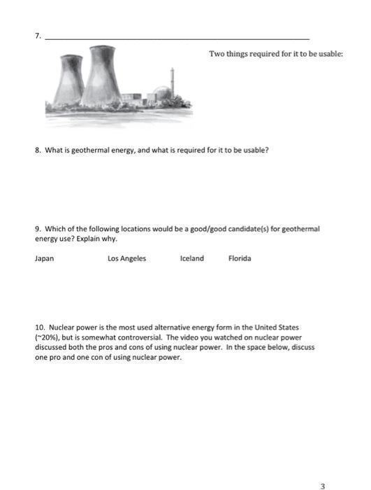 Solved Assignment - Alternative Energy Worksheet 1. What do | Chegg.com