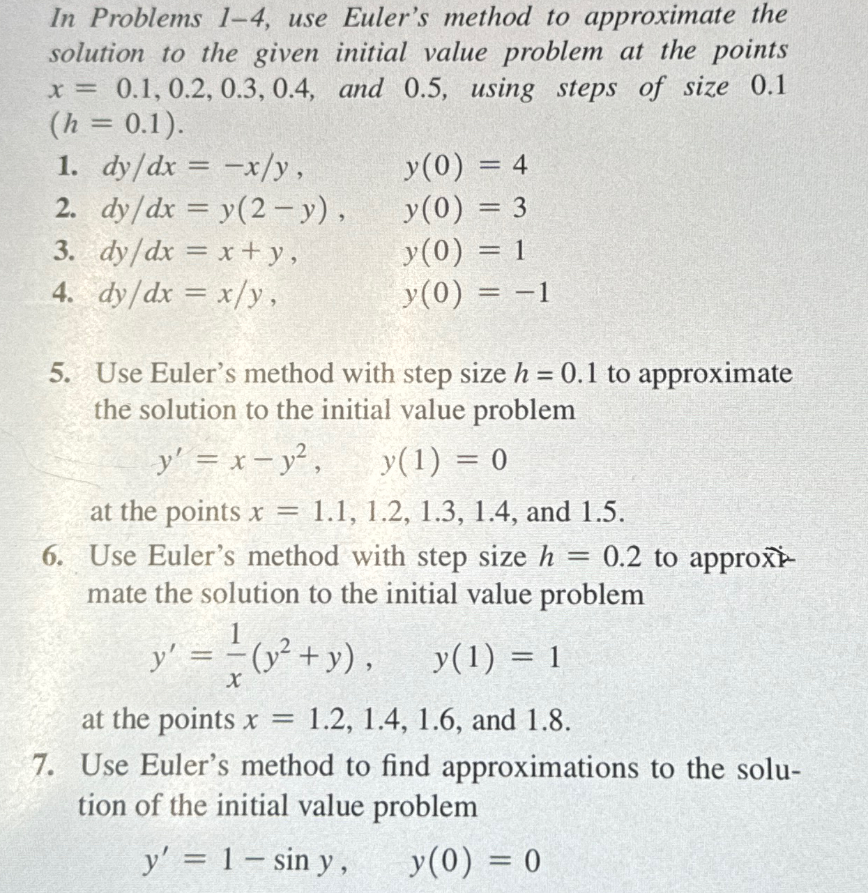 Solved In Problems 1-4, ﻿use Euler's method to approximate | Chegg.com