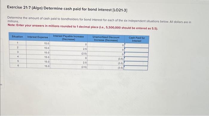 Solved Exercise 21-7 (Algo) Determine cash paid for bond | Chegg.com Solved Exercise 21-7 (Algo) Determine cash paid for bond | Chegg.com