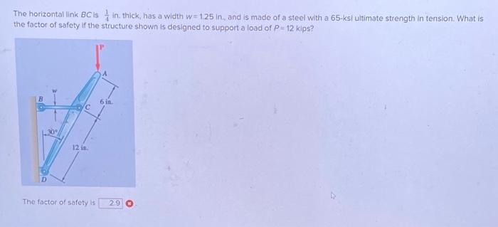 Solved The horizontal link BC is in. thick, has a width w= | Chegg.com