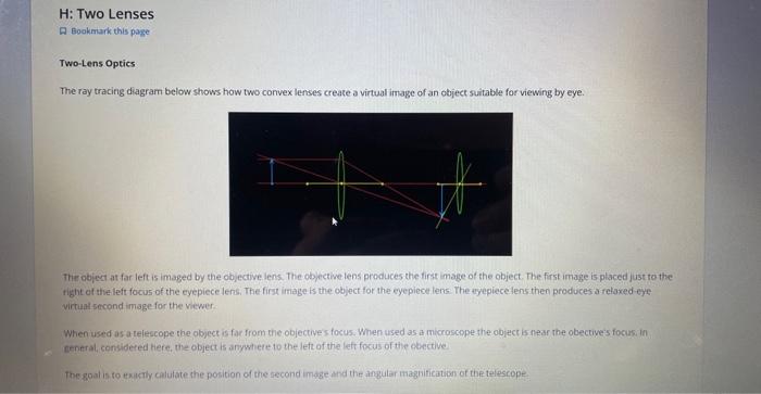 Solved Two-Lens Optics The ray tracing diagram below shows | Chegg.com