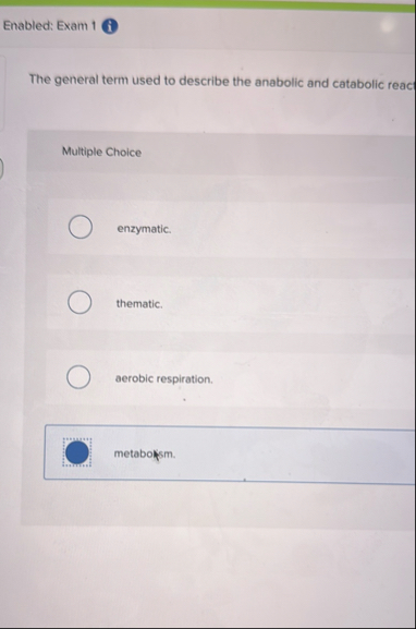 Solved Enabled: Exam 1 (iThe general term used to describe | Chegg.com