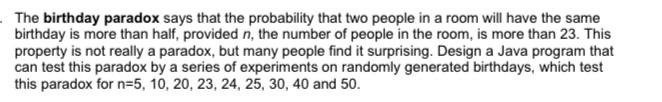 Solved The birthday paradox says that the probability that | Chegg.com