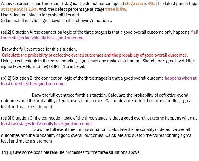 Solved A service process has three serial stages. The defect | Chegg.com