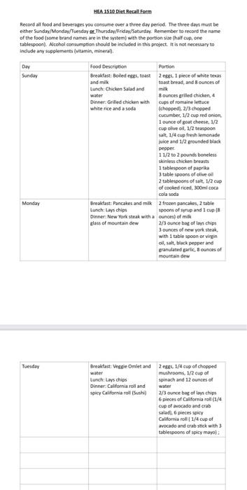 Please help and solve the nurution intake worksheet, | Chegg.com