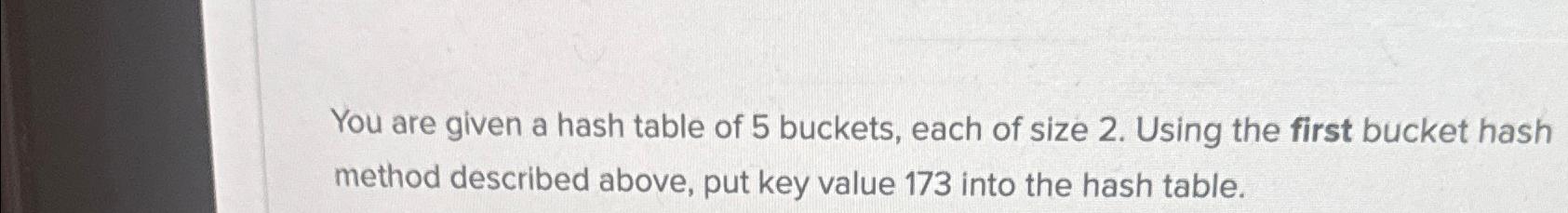 Solved You are given a hash table of 5 ﻿buckets, each of | Chegg.com