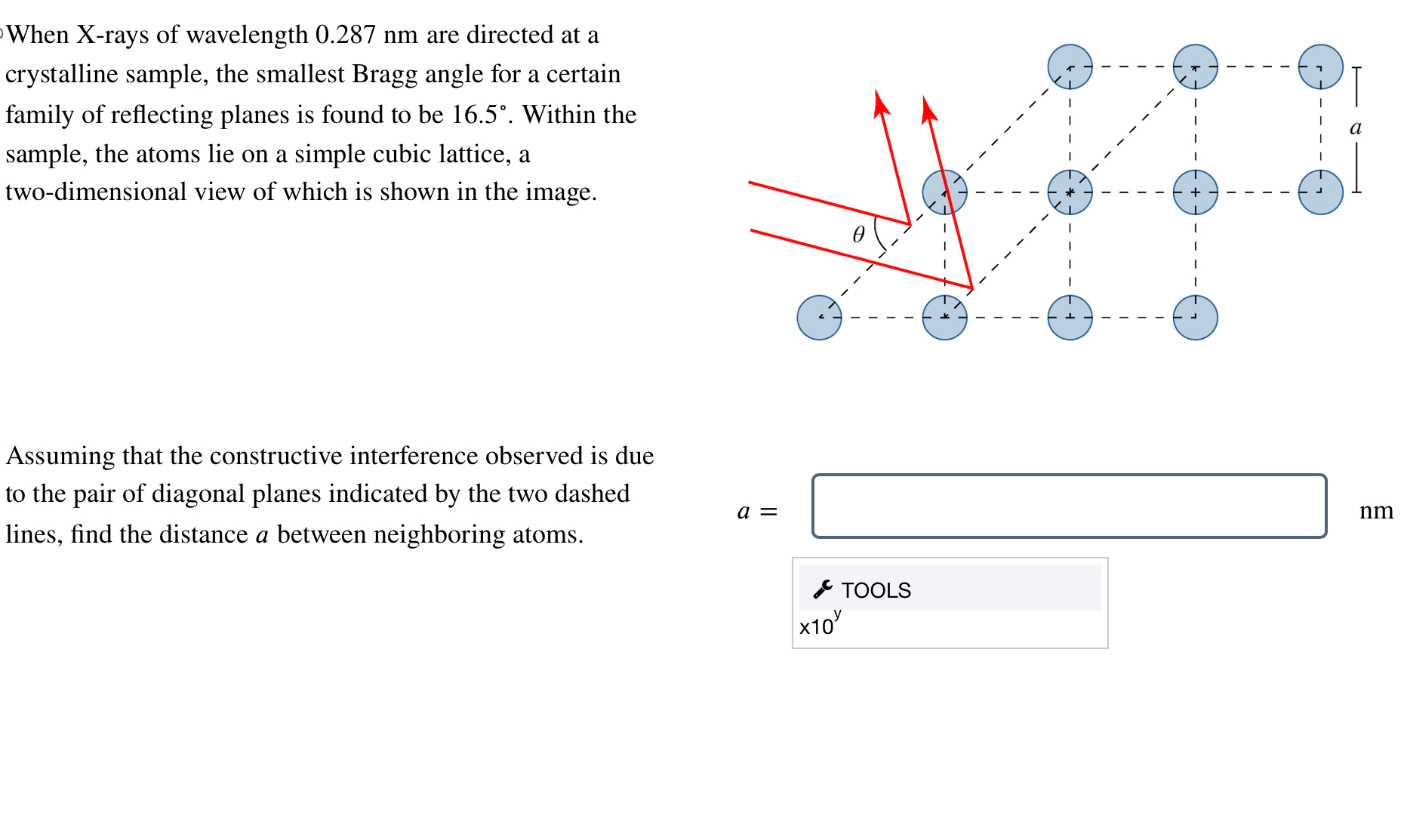 Solved When X-rays of wavelength 0.287nm ﻿are directed at | Chegg.com