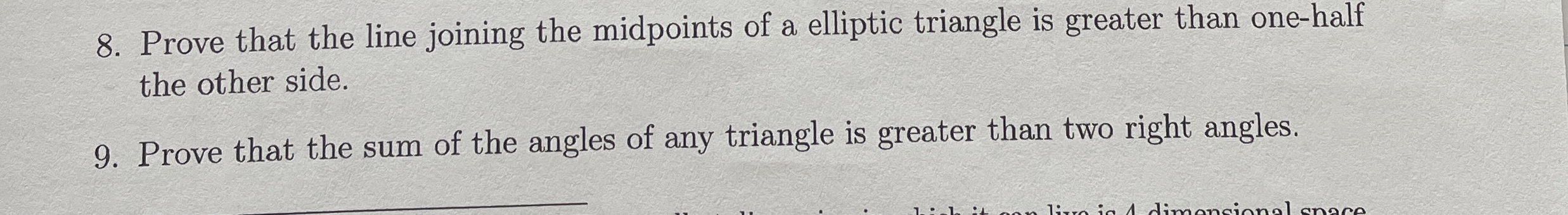 Solved In elliptic geometry, prove that the line joining the | Chegg.com
