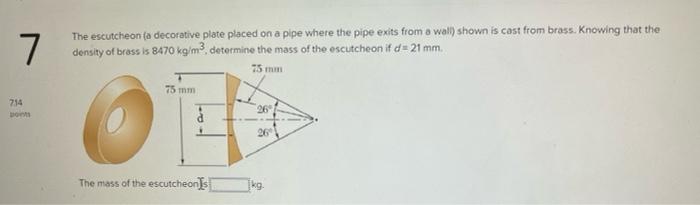 Solved The escutcheon (a decorative plate placed on a pipe | Chegg.com
