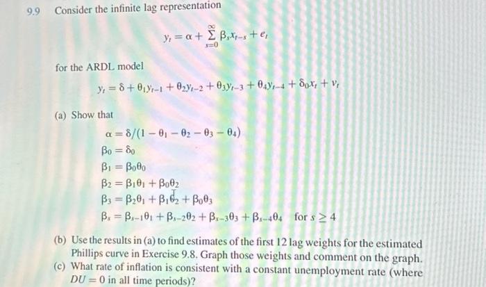 Solved Consider the infinite lag representation for the ARDL | Chegg.com