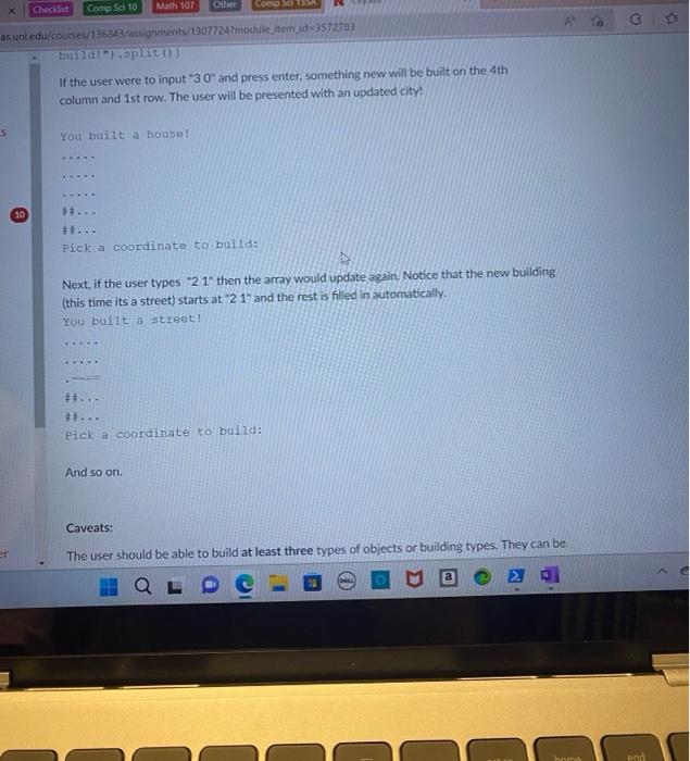 Project 2 CitySim Create an city-building simulation | Chegg.com