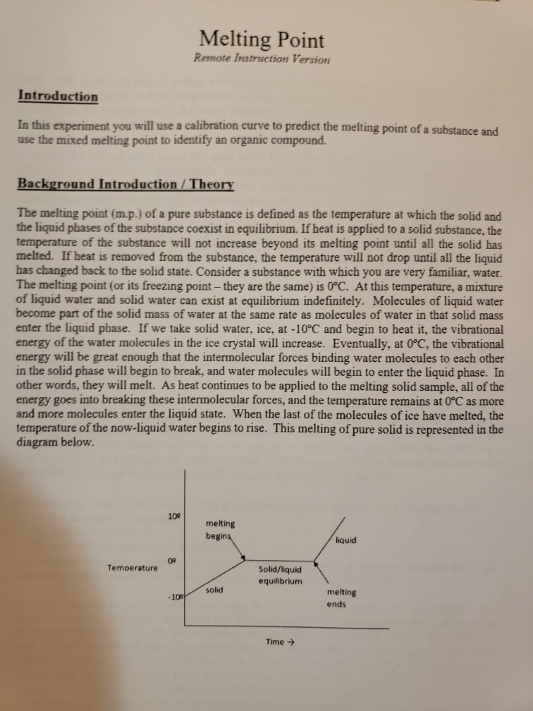 Solved Melting Point Remote Instruction Version Introduction | Chegg.com