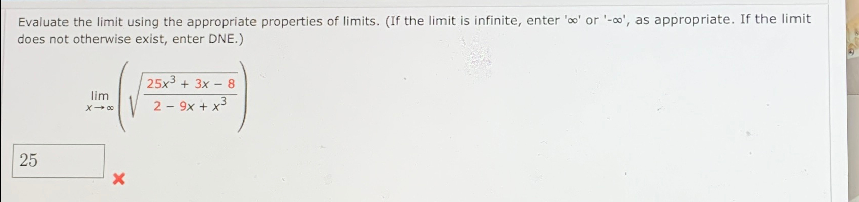 Solved Evaluate the limit using the appropriate properties | Chegg.com