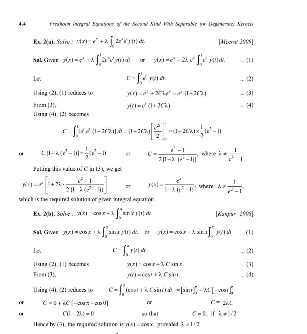 Solved -1 1 Solve the following integral equations. @ y(x) = | Chegg.com