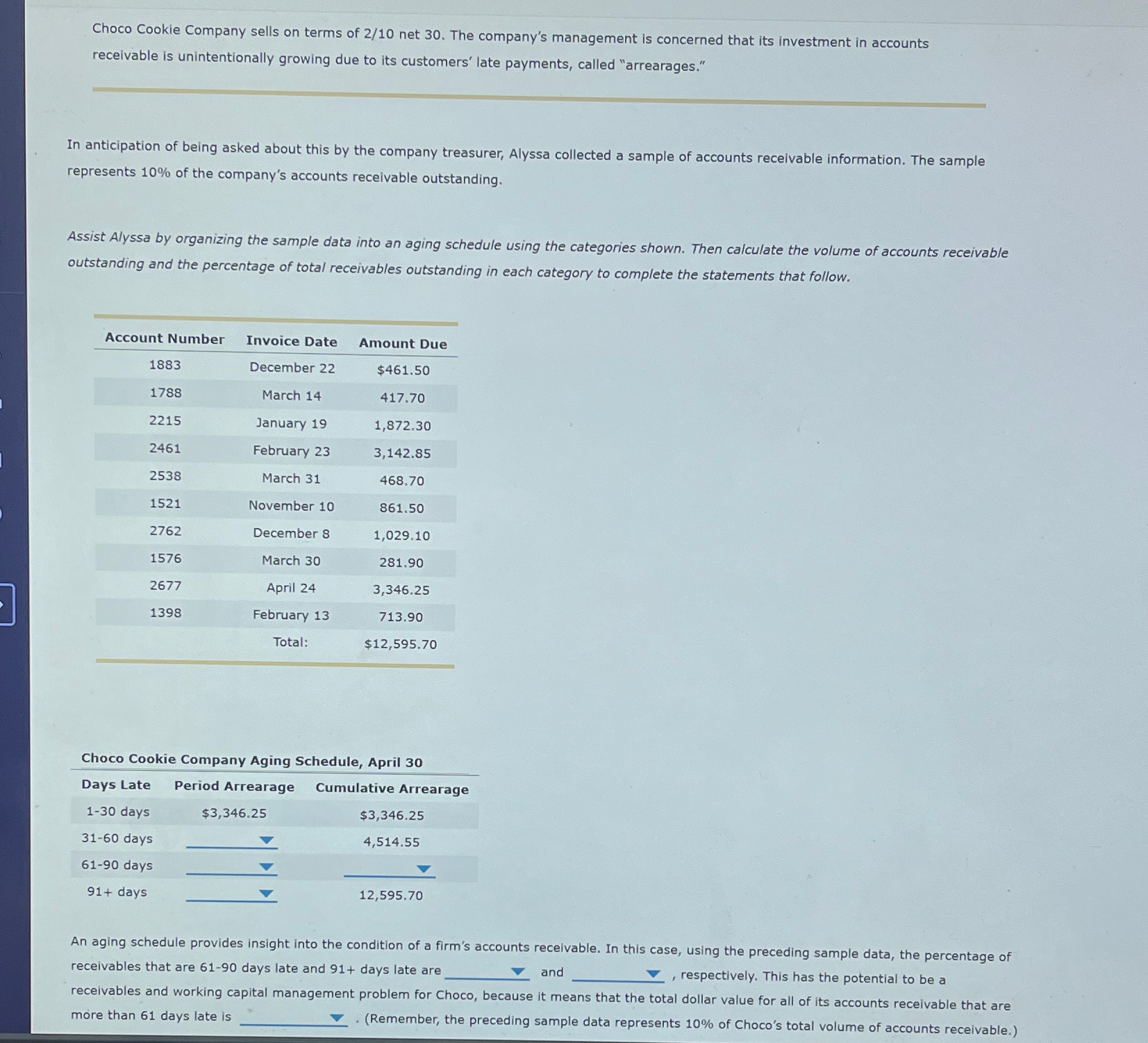 Solved Choco Cookie Company sells on terms of 210 ﻿net 30 . | Chegg.com
