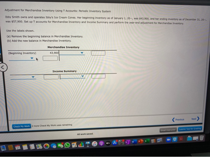 Solved Adjustment for Merchandise Inventory Using T | Chegg.com
