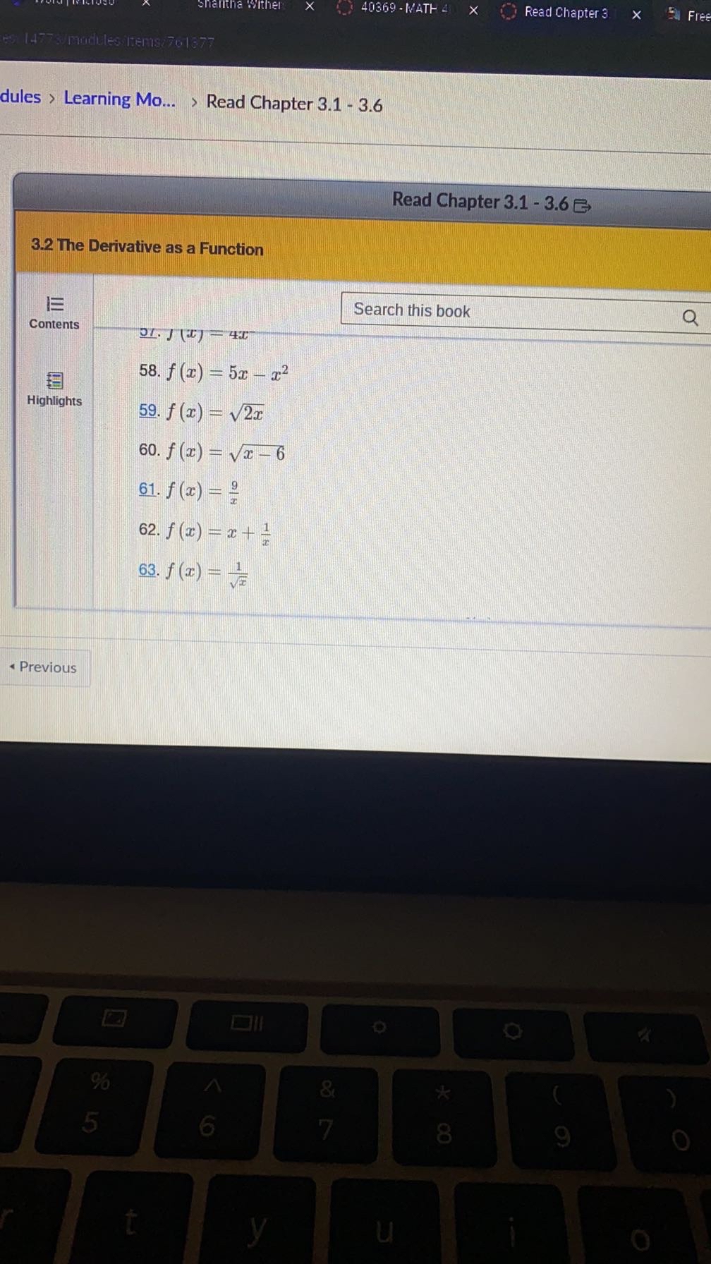 Solved Shalitha wither40369* ﻿MATH -4Read Chapter 3Fresdules | Chegg.com