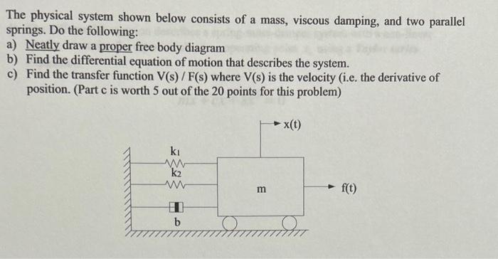 [Solved]: Please Solve The physical system shown below consi