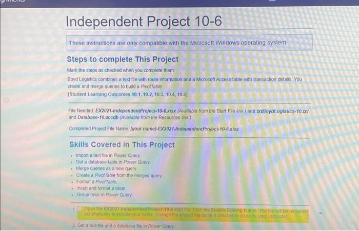 Solved Independent Project 10-6 These instructions are only | Chegg.com