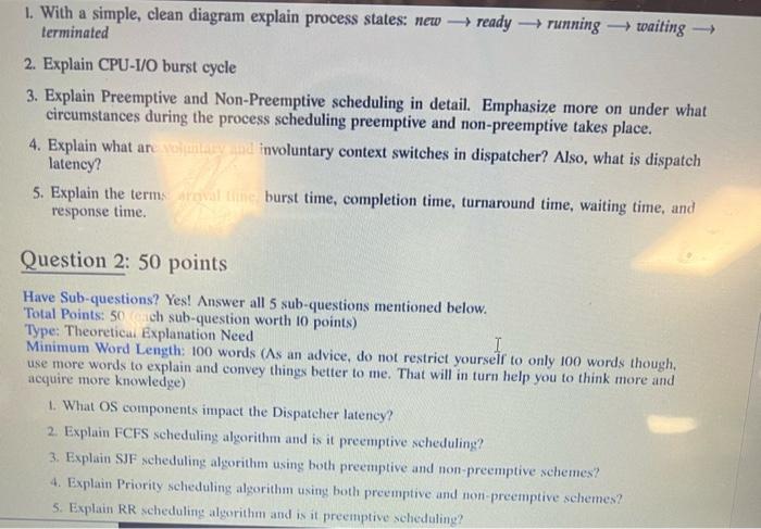 Solved 1. With a simple, clean diagram explain process | Chegg.com