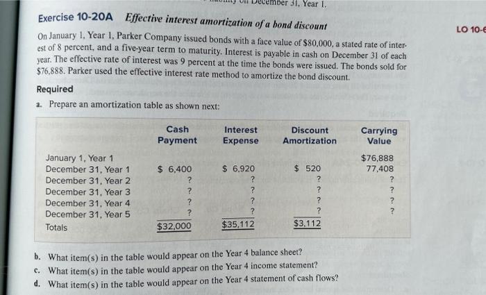 Solved Exercise 10-20A Effective interest amortization of a | Chegg.com