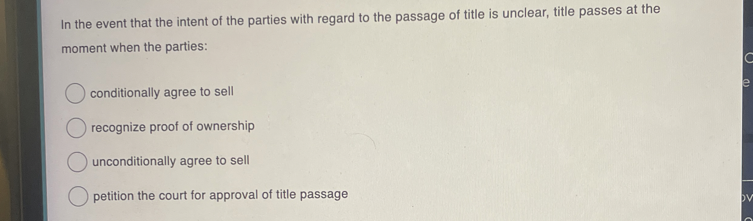 Solved In the event that the intent of the parties with | Chegg.com