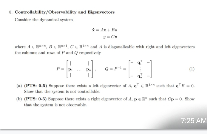 Solved Controllability/Observability and | Chegg.com
