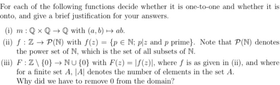 Solved For each of the following functions decide whether it | Chegg.com